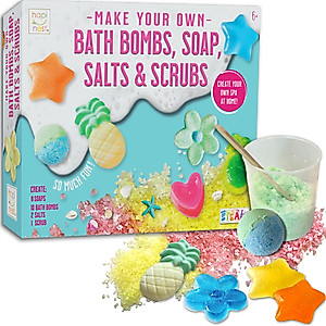 Hapinest Make Your Own Bath Bombs, Soap, Salts and Scrubs Spa Craft Science Kit for Kids Girls and Boys Toys & Gifts Ages 6 7 8 9 10 11 12 Years Old and Up