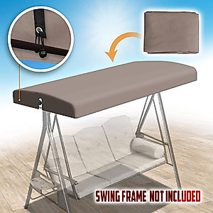 YardGrow 76''x51'' Patio Swing Canopy Replacement Cover Swing Replacement Canopy Top Cover Garden Outdoor Patio, Canopy ONLY (Taupe)