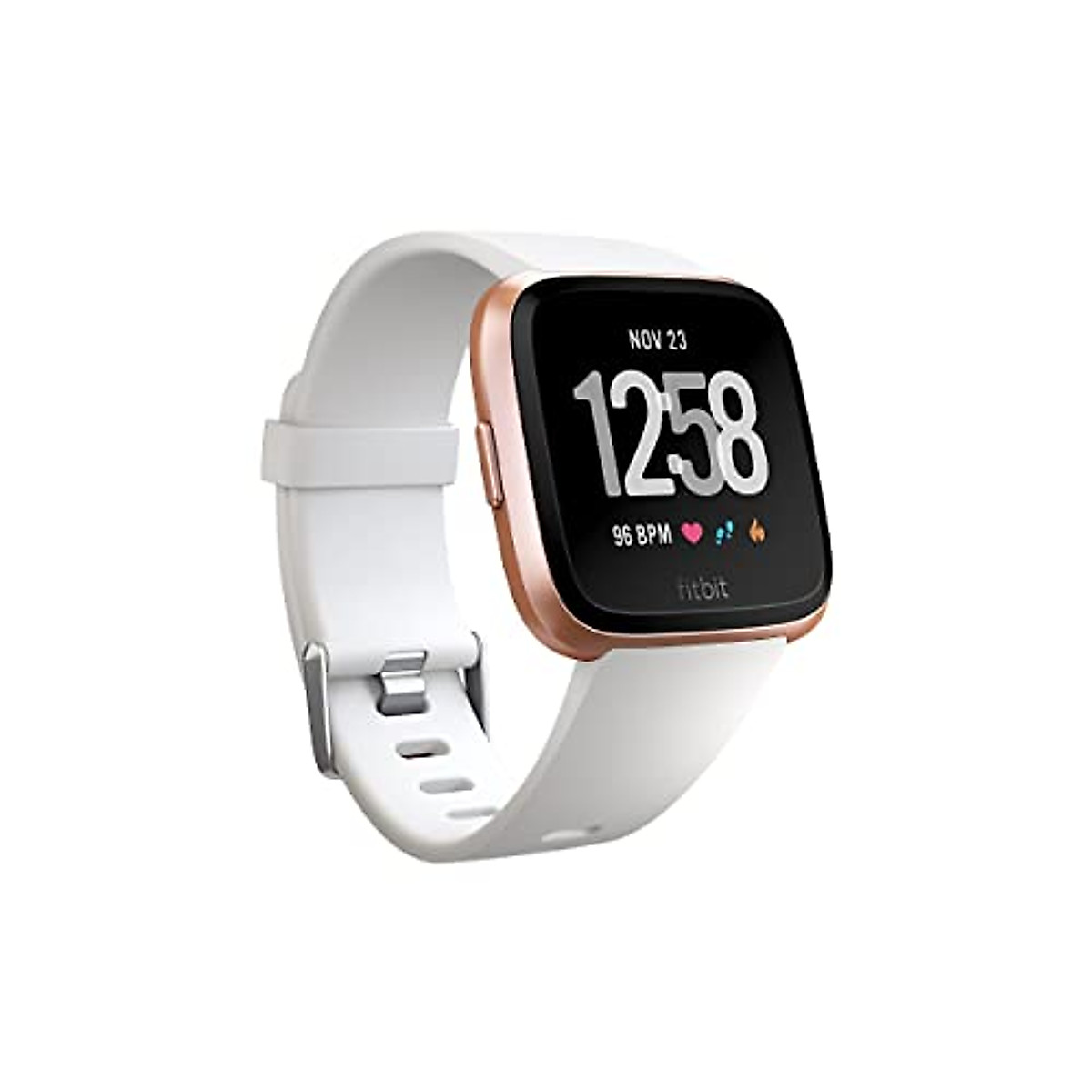 Fitbit Versa Smart Watch, Red Aluminium, One Size (S & L Bands Included) (Rose Gold) (Renewed)
