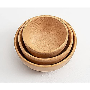 Ebrima Beech Round Bowl Wooden Salad Bowl Household Solid Wood Fruit Bowl (large)