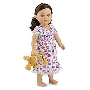 Emily Rose 18-inch Doll Clothes Pajamas PJs Sleep Set, with Teddy Bear - 7 PC Value Bundle | Compatible with 18" inch American Girl Dolls