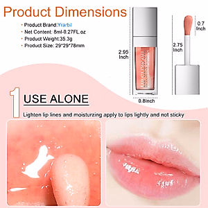 Yrarbil Hydrating Lip Glow Oil, Moisturizing Lip Plumper Gloss, No-Sticky Transparent Plumping Lip Gloss Tinted Lip Balm for Lip Care and Dry Lips (Cherry)