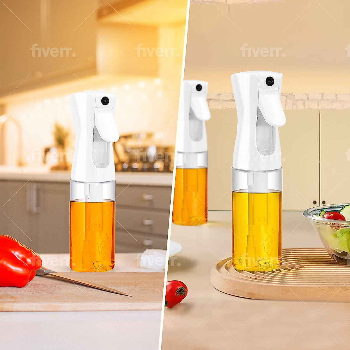 Oil Sprayer Glass Bottle for Cooking, 200ml, Reusable, Food Grade for Air Fryer, Salad, Baking, Frying, BBQ