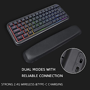 Wireless Gaming Keyboard, Rechargeable 2000mAh 2.4G LED Backlit Wireless Keyboard, Ergonomic Keyboard with Mechanical Sensory Keys, for PC PS4 Xbox One Mac, Teclado Gamer (Black)