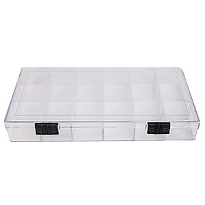 The Beadsmith Organizer Box with 18 Compartments, 8.25 x 4.25 x 1.25 inches, Clear Organizer Storage Case, for Sequins, Nails, Jewelry Making Supplies and More