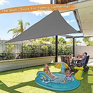 GOTGELIF Triangle Sun Shade Sail Canopy 12' x 12' x 12' UV Block 180GSM Sunshade Cover Protection Awning for Patio Outdoor Garden Backyard Activities (Gray)