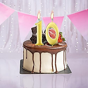 LUTER 2.3 Inch Numeral Birthday Candles, Gold Number Candle for Cakes Number 1 Candle Glitter Candles for Kids’ Birthday Party Adults’ Wedding Anniversary Prom Graduation Party