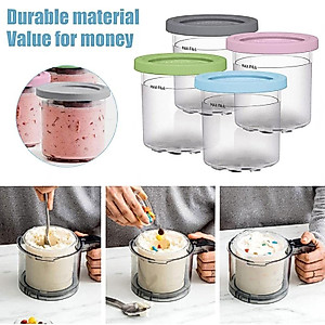 VRINO 2/4/6PCS Creami Deluxe Pints, for Ninja Creami Deluxe Containers,16 OZ Ice Cream Storage Containers Safe and Leak Proof Compatible with NC299AMZ,NC300s Series Ice Cream Makers,Pink+Blue-2PCS