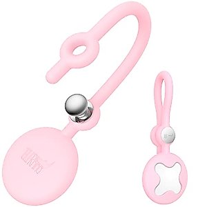 ELFRhino AirTag Case for Apple Airtag Holder, Silicone Airtag Keychain, Airtags 1 Pack Protective Cover for Luggage, Keys, Dog Collar, Backpacks, Multi-Color Airtag Accessories(Long Pink x1)