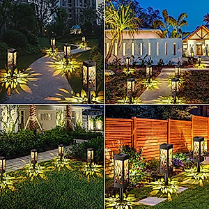 LETMY Solar Lights Outdoor Decorative, 8 Pack Upgraded Bigger Solar Pathway Lights, IP65 Waterproof Auto On/Off Solar Garden Lights Solar Powered Landscape Lighting for Path Lawn Patio Yard Walkway