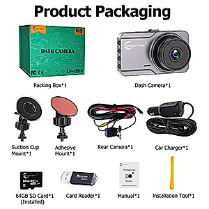 Diamond Lark Dash Camera Built-in WiFi, 2K Front and 1080P Rear Dual Dash Cam, Car Dashcam with Free 64G SD Card,3'' IPS Screen,170° Wide Angle,HD Night Vision,WDR, 24H Parking Monitor, Loop Recording