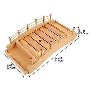 Yardwe Bamboo Sushi Boat Serving Tray, Arch Bridge Sushi Boat, Wooden Sushi Bridge Serving Plate for Home Restaurant 44x22x13CM