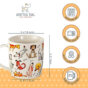 SPOTTED DOG GIFT COMPANY Dog Coffee Mug Set, Cute Mugs 12 oz Ceramic Porcelain China Coffee Tea Cups, Funny Dogs Themed Gifts for Dog Lovers and Animal Lovers Women Men, Set of 4
