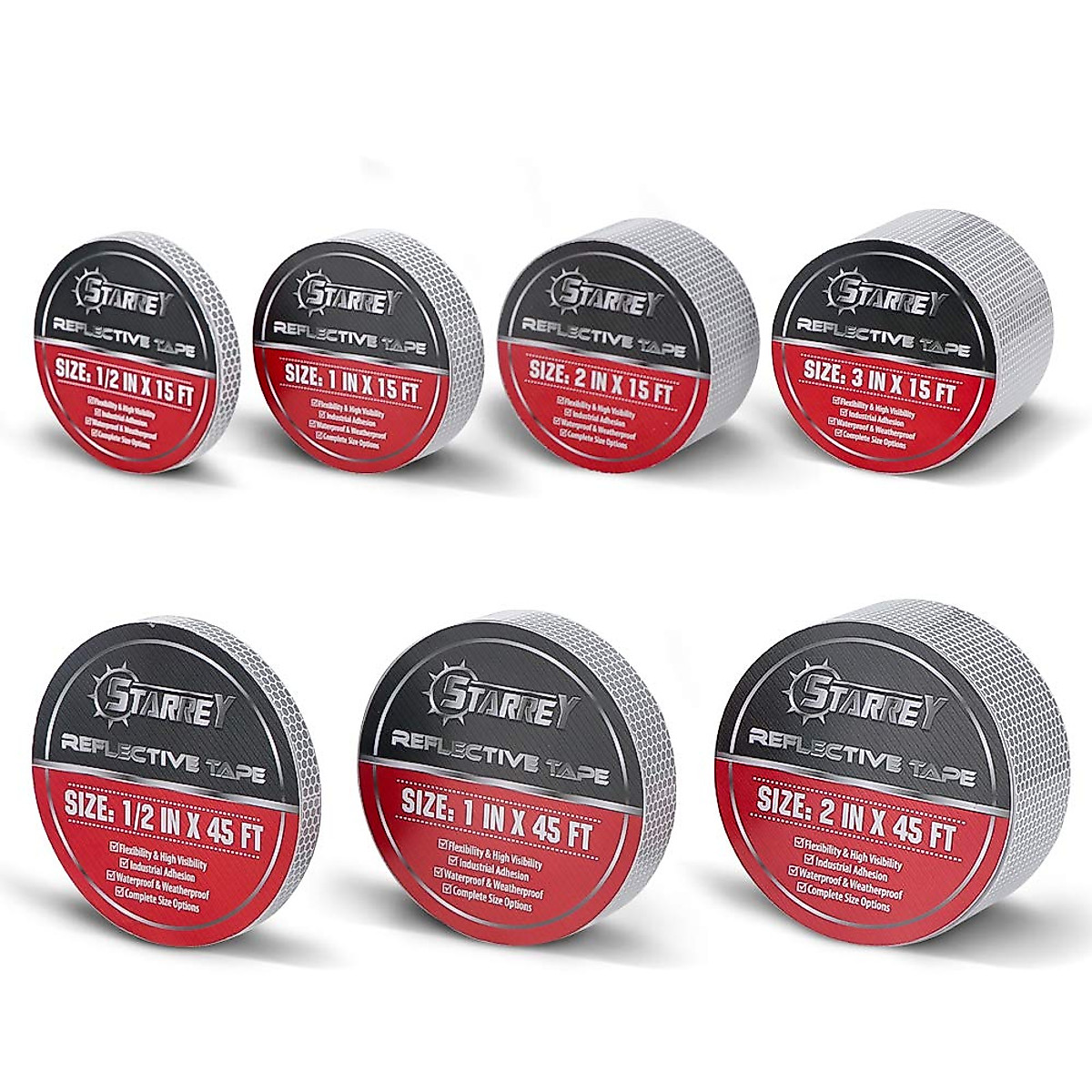 STARREY Flexible Reflective Tape White Silver 2 Inch X 45 Feet High Intensity Grade DOT-C2 Safety Tape Waterproof Conspicuity Trailer Reflector