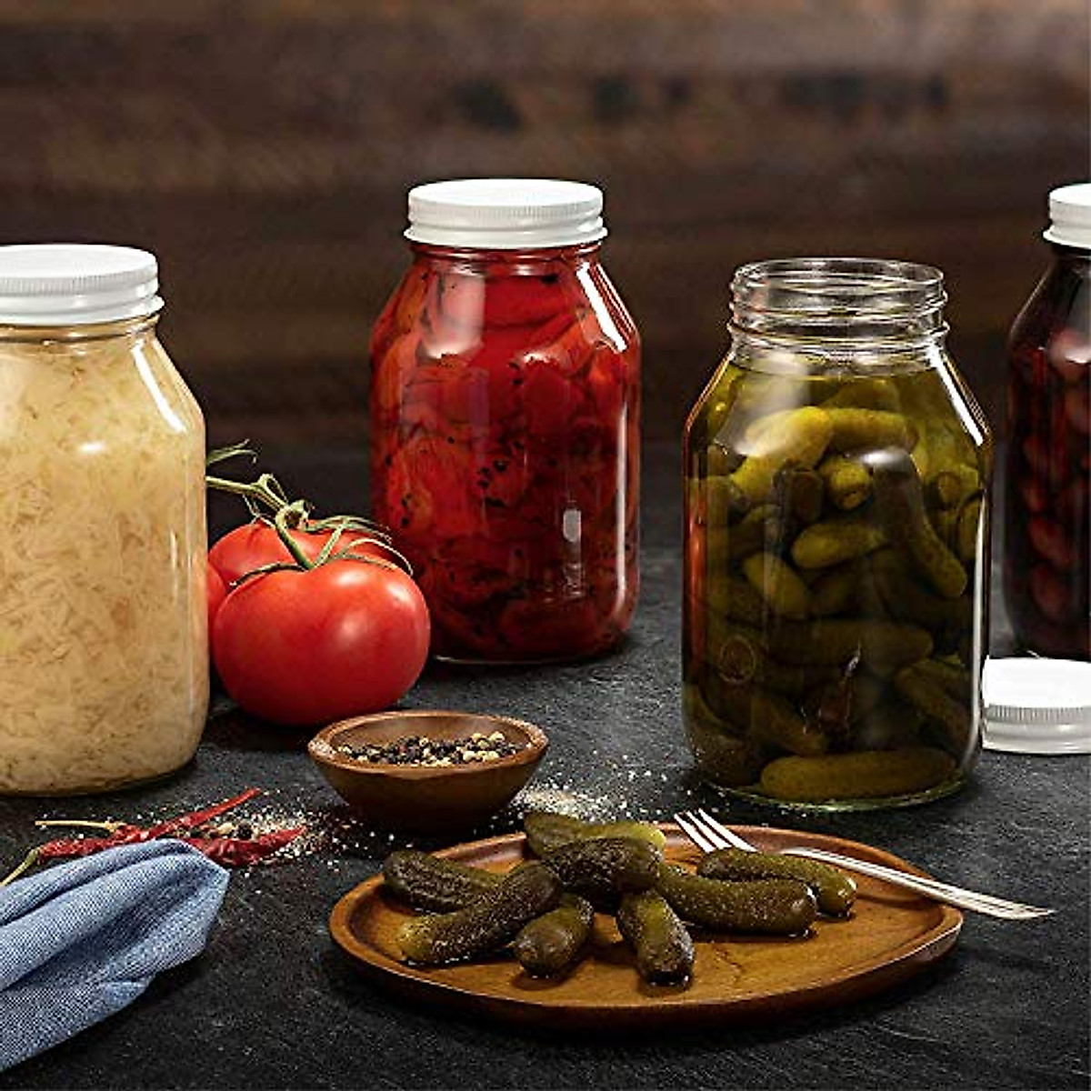 Paksh Novelty - Food Storage Container - Glass Mason Jars - Regular Mouth Jam Jelly Jars, Metal Airtight Lid, Preserving, Decorating, Canning Jar, Craft and Dry Food Storage (32 Ounce)