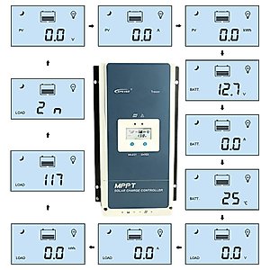 EPEVER 60A MPPT Charge Controller 48V 36V 24V 12V Auto, 60 amp Negative Ground Solar Controller MPPT Max 150V Input fit for Litium Sealed (AGM) Gel Flooded User Battery