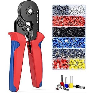 TUBTAP Ferrule Crimping Tool Kit - with 1200PCS Wire Ferrules - Terminal Crimper for Electricians [AWG 23-7]- Wire Ferrule Kit for Wire-End Ferrules, 0.25-10 mm²