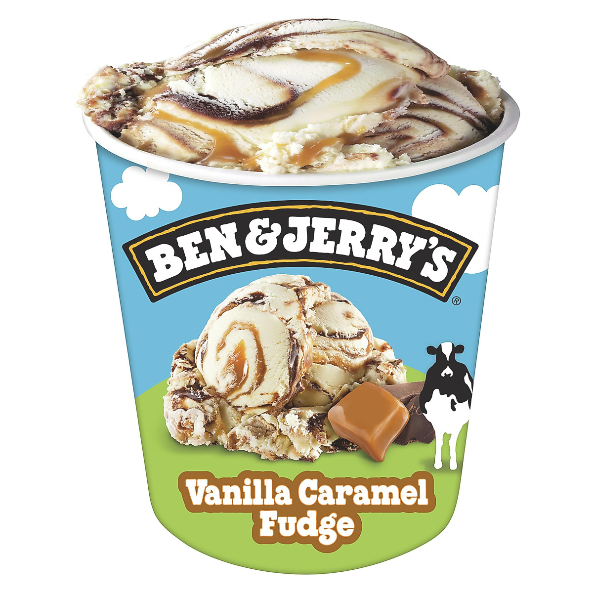 Ben & Jerry's Vanilla Caramel Fudge Ice Cream Pint Non-GMO 16 oz