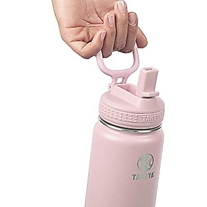 Takeya Actives Insulated Stainless Steel Water Bottle with Straw Lid, 22 Ounce, Blush