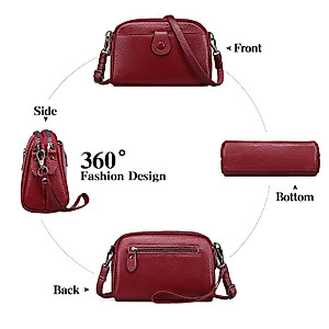 GAEKEAO Crossbody Bags for Women Small Genuine Leather Shoulder Purse Cross Body Bag with Wristlet Top Zipper