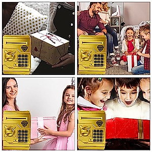 HUSAN Piggy Banks Money Banks for Kids, Electronic Password Code Money Banks ATM Banks Box Coin Bank for Children Boys and Girls (Gold)