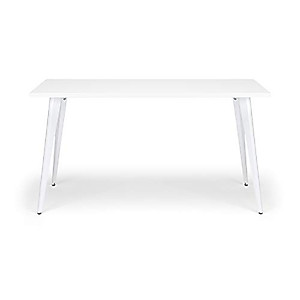 HON Basyx Commercial-Grade Executive Desk, Angled Metal Legs, 55", White