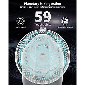 Stand Mixer, CWIIM 10+P Speed 5 QT Food Mixer with Dough Hook Whisk Beater Splash Guard Mixing Bowl, Tilt-Head Kitchen Electric Mixer for Baking Egg Bread Cakes Cookie Pizza Salad (White)