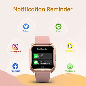 MAXTOP Smart Watch Compatible iPhone Android,Fitness Tracker Watches with Heart Rate Monitor,Sleep Monitor & Blood Oxyen Monitor,Smartwatch for Men Women (T6 Pro Pink)