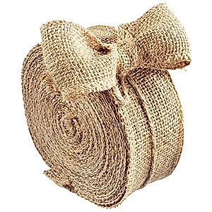 Idiy Natural Burlap Ribbons (2" Wide, 10 Yards) - No Wire,100% Jute - Great for DIY Crafts and Projects, Gift Wrapping, Wedding Decoration, and More!