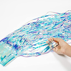 Cheerland Iridescent Tinsel Foil Curtain Twinkle Star Garland Hanging Decoration Proposal Wedding Engagement Holographic Background Bridal Baby Shower Birthday NYE New Year Eve Party Backdrop