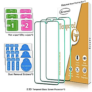 Kesuwe [3-Pack] Screen Protector for Samsung Galaxy A12 Tempered Glass, 9H Hardness, Anti Scratch, Bubble Free, Easy to Install, Case Friendly