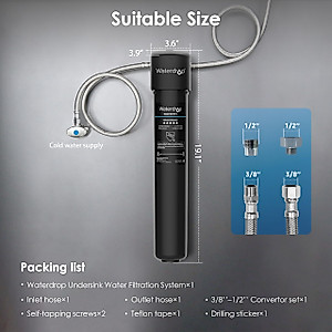 Waterdrop 17UA 3 Years Under Sink Water Filter, Under Sink Water Filtration System, Reduces PFAS, PFOA/PFOS, Lead, Chlorine, Under Sink Water Filter, NSF/ANSI 42 Certified, 24K Gallons