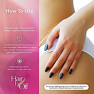 Hair Off Hair Remover Mitten - All-Natural, Painless & Chemical Free - Full Body Hair Removal - Slows & Lessens Regrowth - Exfoliates Skin (3 Mittens Per Box)