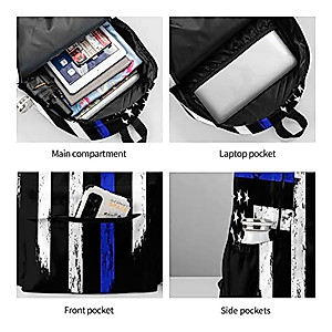 Unisex Backpack Multipurpose Rucksack Anti Theft Backpacks with Padded Straps Big Capacity Backpack American Thin Blue Line Flag Police Love Heart Black Fashion Backpack