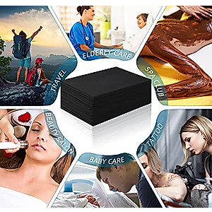 50 Pieces 31 x 70 Inches Disposable Bed Sheets Waterproof Bed Cover Massage Table Sheet Non-woven Fabric for Spa, Beauty Salon, Hotels (Black)