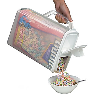 Buddeez Bulk Food Storage Container - 8 Quart All Purpose Clear & Large Pantry and Kitchen Organization and Storage - Cereal, Flour, Sugar, Rice Dispenser, EZ Grip Handle, EZ Pour Spout (White Lid)