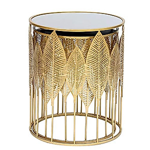 Homebeez End Tables Set of 2, Gold Nesting Side Coffee Table Decorative Round Nightstands (Stainless Steel Top)