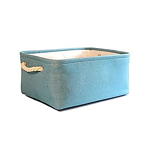 ROLLSNEA HARMOSO Fabric Storage Basket Cloth Storage Bins Baskets for Organizing Rectangular Storage Basket with Cotton Rope Handles for Shelves Closet Nursery Toy