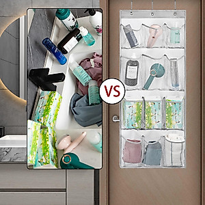 TEMUORG 2 Pcs Door Hanging Bathroom Organizer Mesh Shower Accessories Holder Bathtub Storage Bag with Mesh Pockets (12 Pockets)