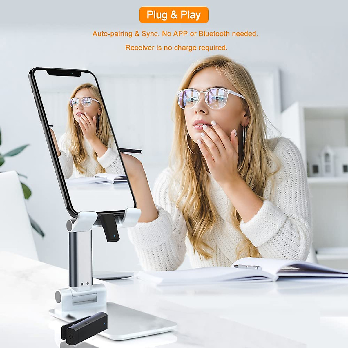 HeavenBird Wireless Lavalier Microphone with Charging Case, Clip-on Plug & Play Mini Bluetooth Microphone for iPhone iPad & Android, Youtubers, Live Stream, Vloggers, Zoom Video Recording