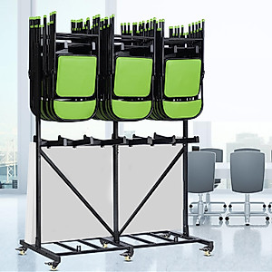 Graplans Folding Chair Storage Rack Cart Dolly, 2-Tier Heavy-Duty Steel for 84 Stackable Chairs, 800Lbs Capacity, Locking Wheels – Perfect for Folding Chairs