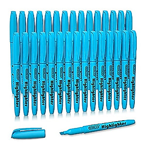 Shuttle Art Highlighters, 30 Pack Blue Highlighters Bright Colors, Chisel Tip Dry-Quickly Non-Toxic Highlighter markers for Adults Kids Highlighting in the Home School Office