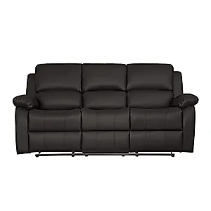 Homelegance Clarkdale Double Reclining Sofa with Drop Down Cup Holders, Br Brown
