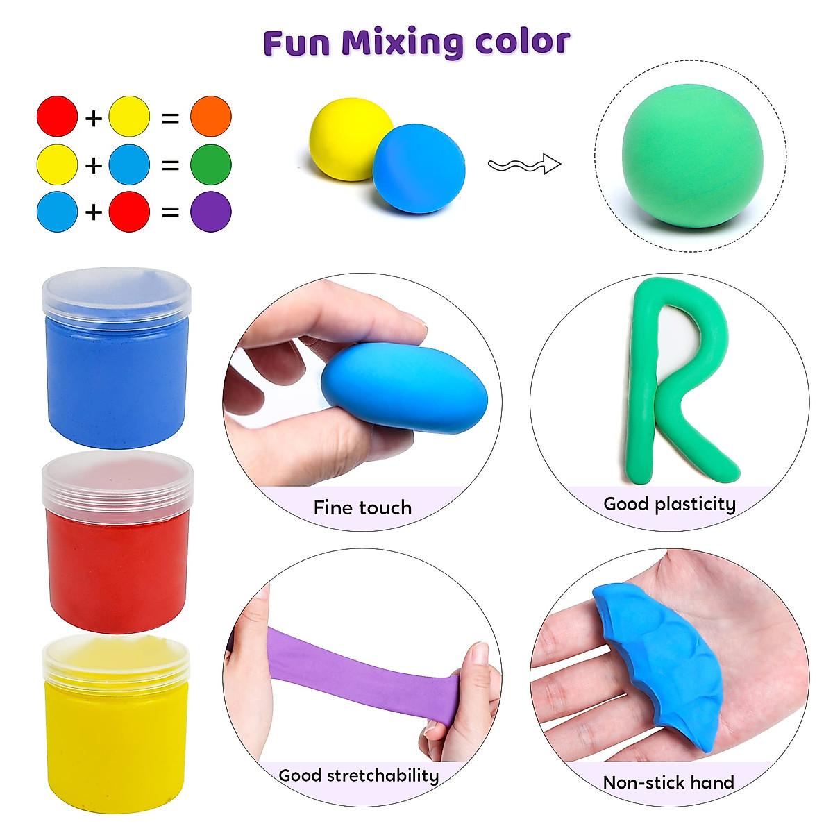 Klever Kits Slime Kit, Paint Your Own Toy Kit, Slime and Toy Set, 3 Glitter DIY Slime Making Kit, 3 Air Dry Clay for Girls Boys Kids Ages 5-12, Kids