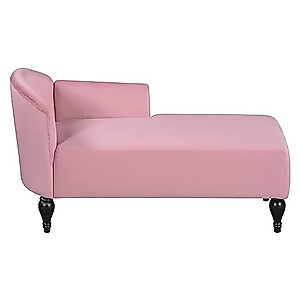 Bellemave Chaise Lounge Indoor, Velvet Upholstered Couch with Solid Wood Legs Corner Chair Arm Chase Lounge Sofa for Living Room, Office & Apartment (Pink)