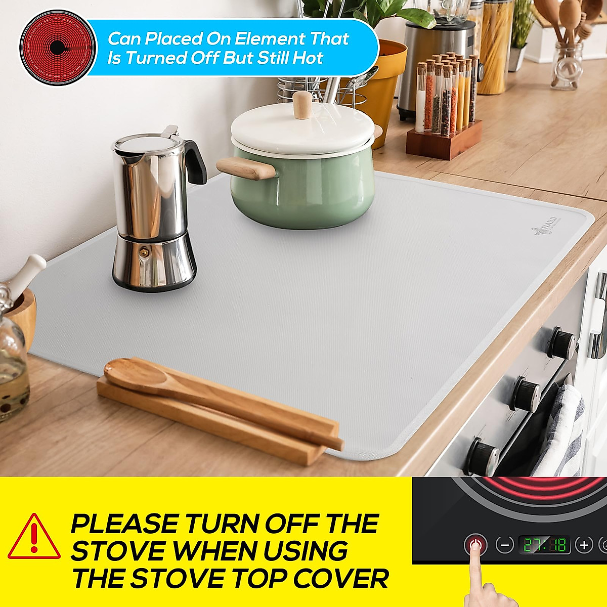 FLASLD Heat Resistant Stove Top Covers for Electric Stove, Fireproof & Waterproof Electric Stove Cover, Glass Stove Top Protector for Prevent Scratches, White-21×29.5 inch