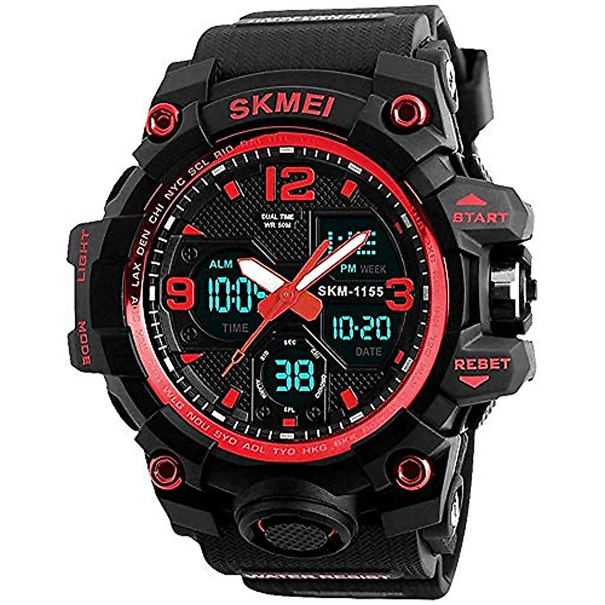 MJSCPHBJK Men's Digital Sports Watch with Alarm, Date Display, Stopwatch Features and Week Indicator- Analog Military Watch