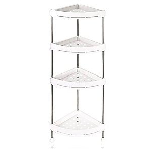 IYAR HOME 4 Tier Shower Caddy Organizer Shelf Corner Standing 12.99 x 9.45 x 32.68 Inches Shower Rack for Inside Shower & Kitchen Storage White