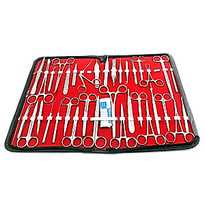 OdontoMed2011® 157 Pcs Advanced Set for Anatomy & Biology Students with 1 Scissors ! Forceps ! Hemostat-! Blades - Case - Lab Veterinary Botany Stainless Steel Set for Frogs Animals Etc