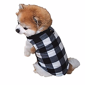 Clopon Dog Shirt Fleece Sweater for Small Pet Clothes Boy Yorkies Sweatshirt Harness Breathable Apparel Outfits Plaid S